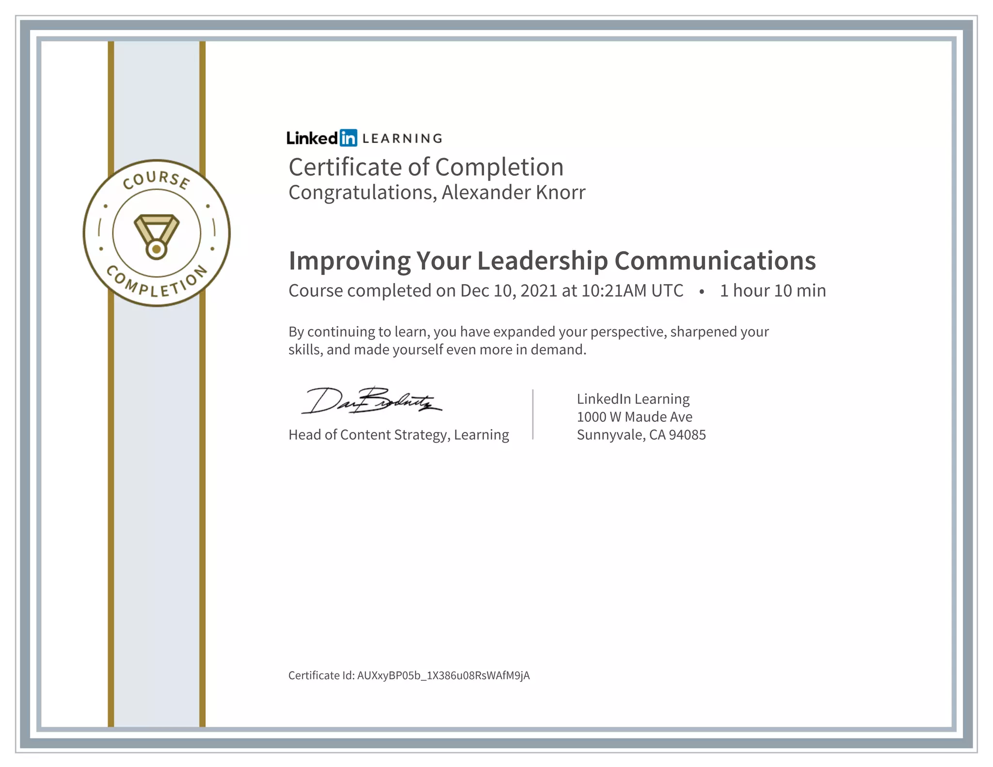 Certificate ofcompletion improving your leadership communications | PPT
