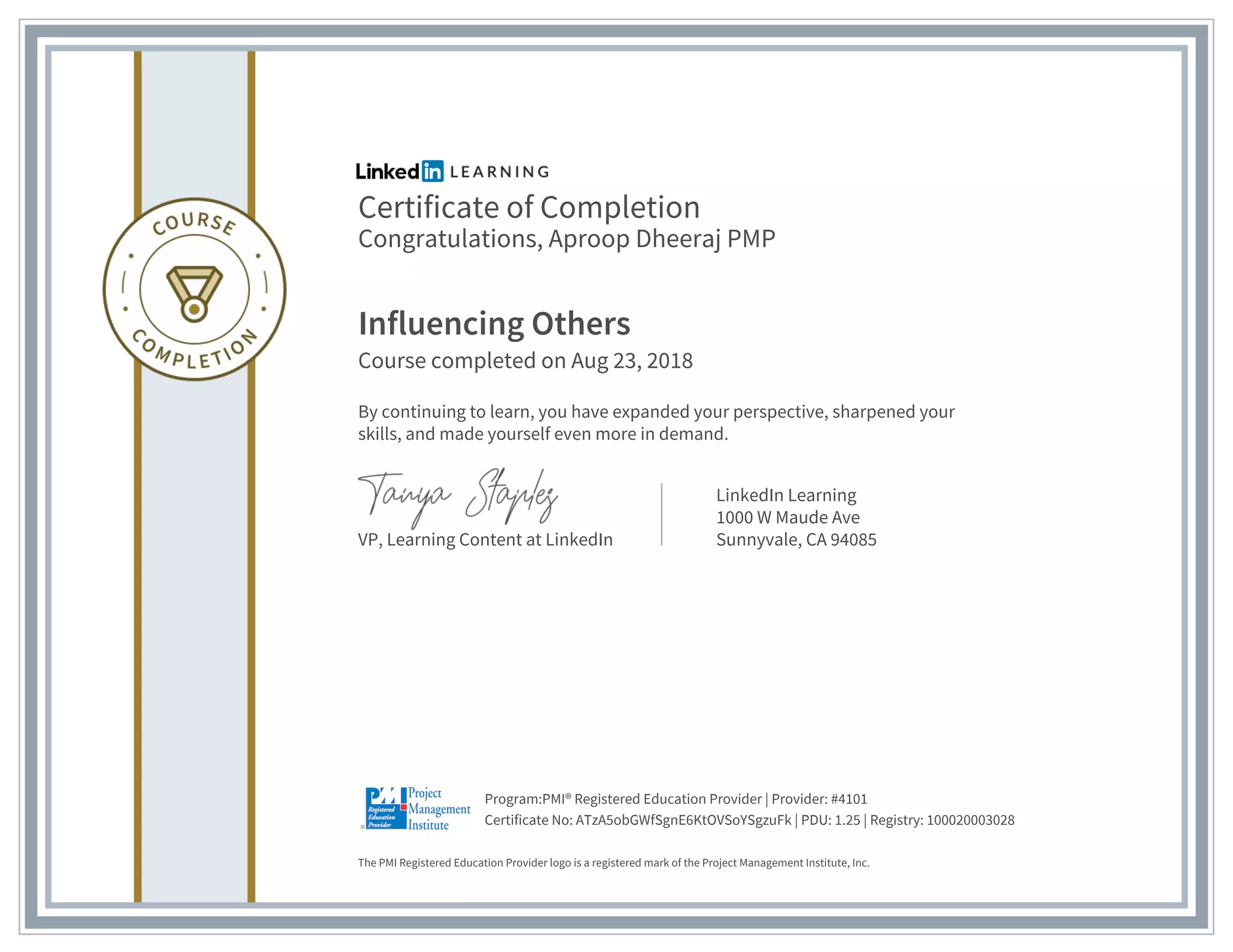 Certificate ofcompletion influencing others | PDF