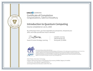 Certificate of Completion-Introduction to Quantum Computing | PDF