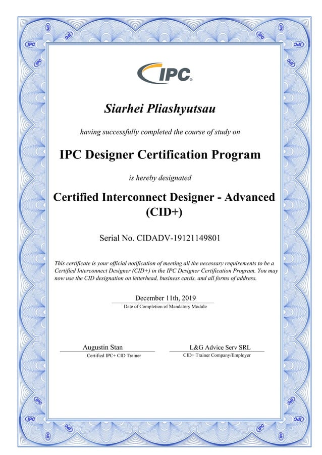 Certificate of completion ipc cid+ certification | PDF