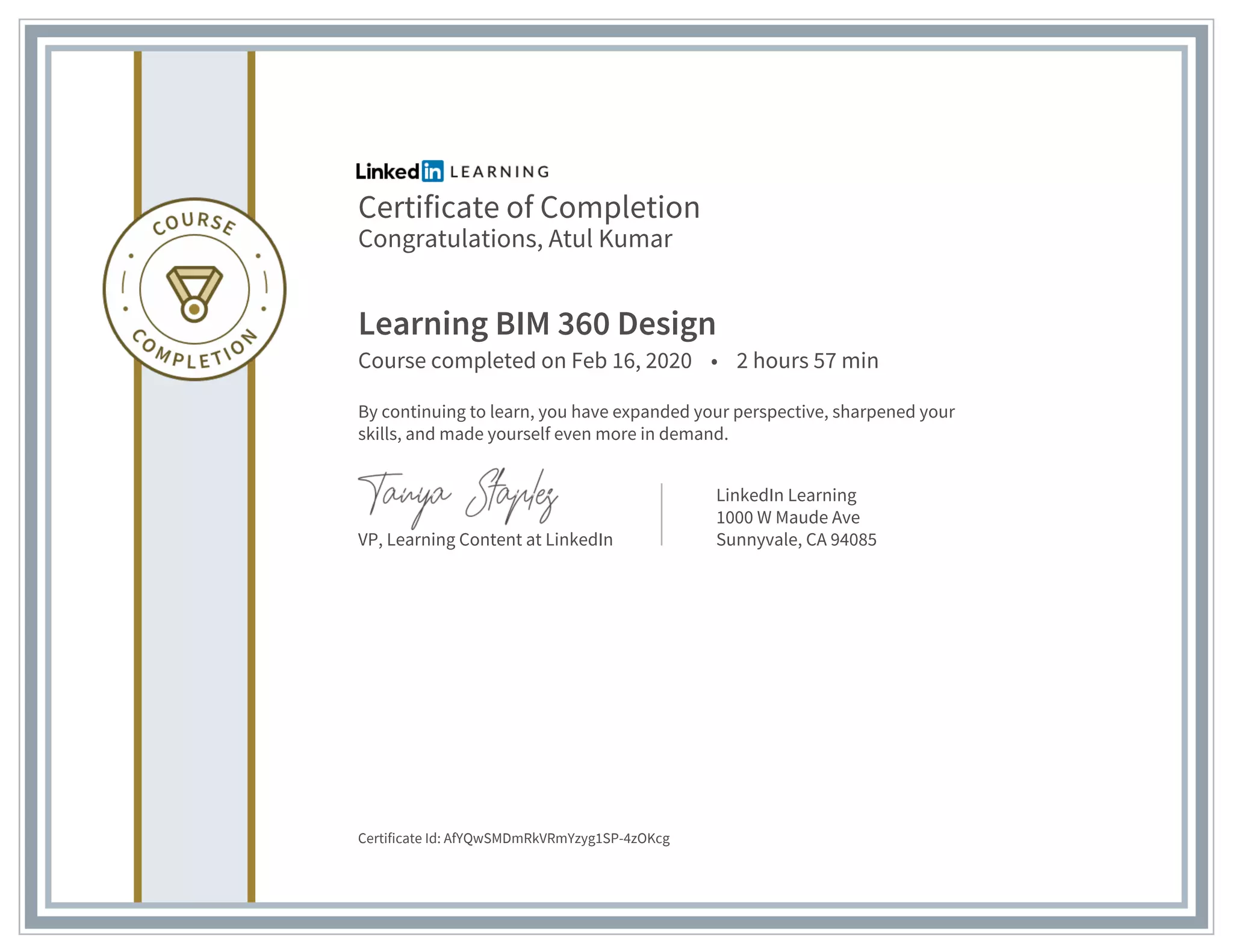 Certificate of Completion Learning BIM 360 Design | PPT Certificate of Completion Learning BIM 360 Design | PPT