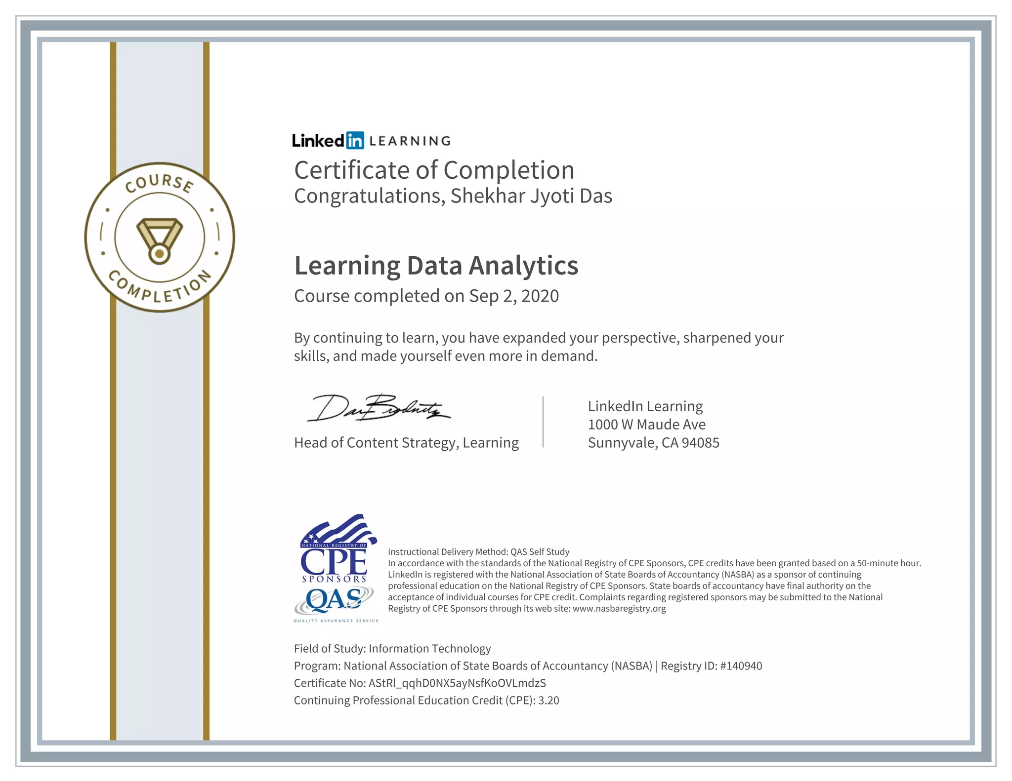 Certificate of completion learning data analytics | PPT