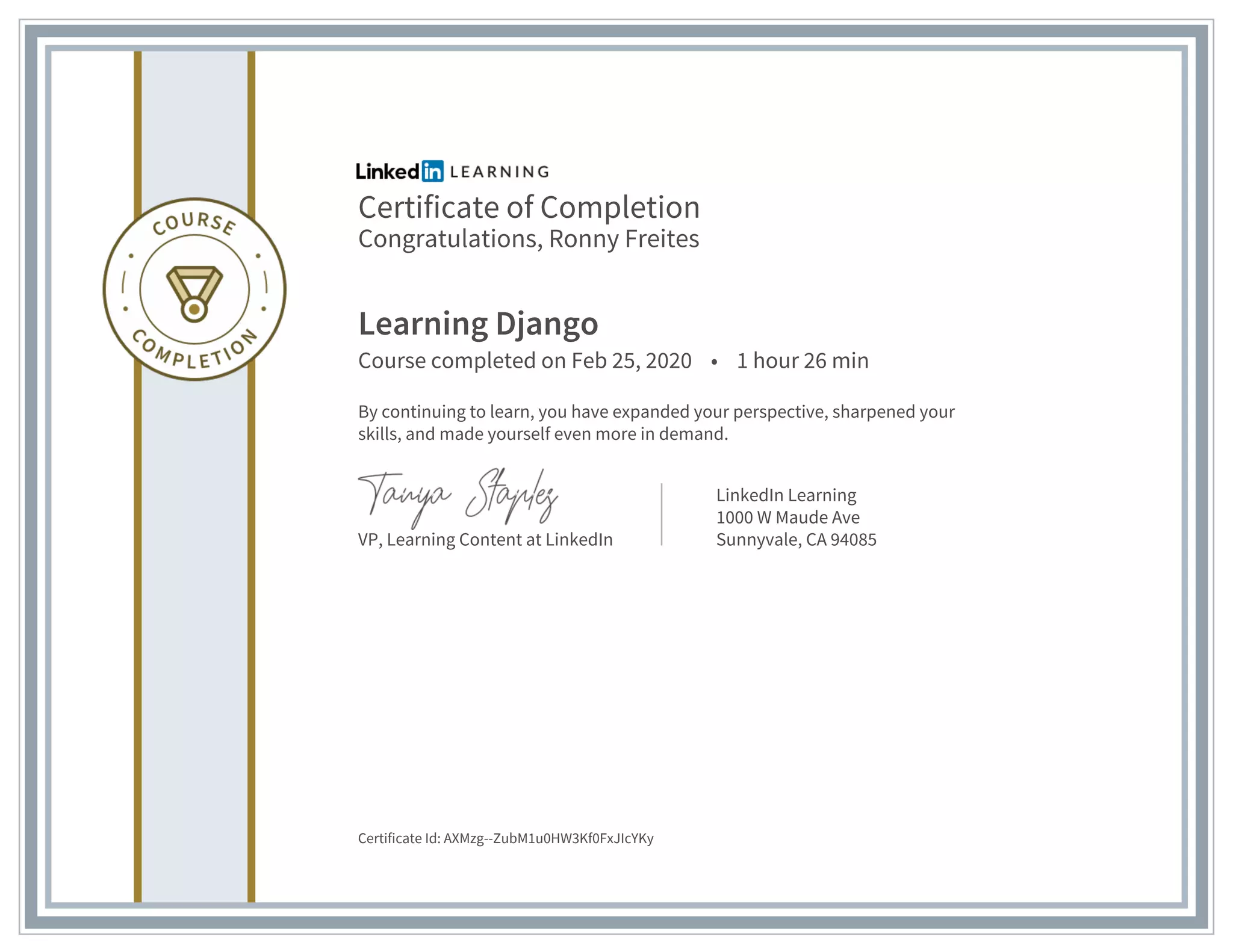 Certificate ofcompletion learning django | PPT