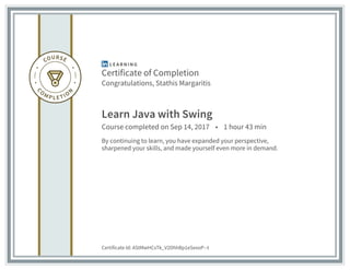 Certificate of completion learn java with swing | PDF