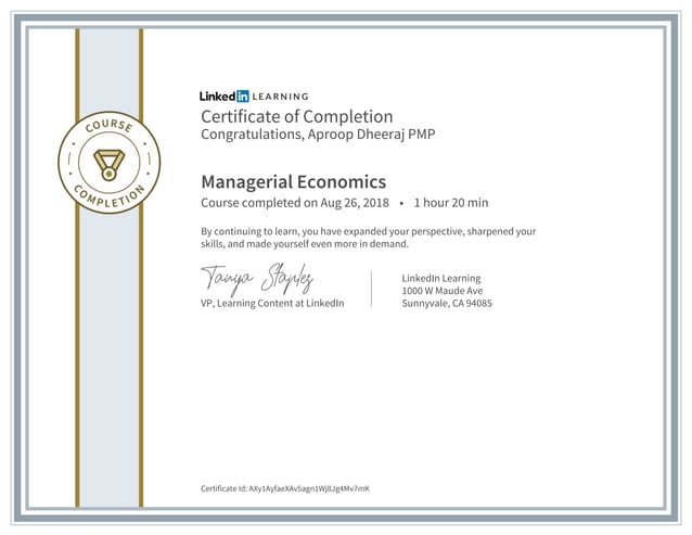 Certificate ofcompletion managerial economics | PDF