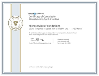 Certificate ofcompletion microservices foundations | PPT