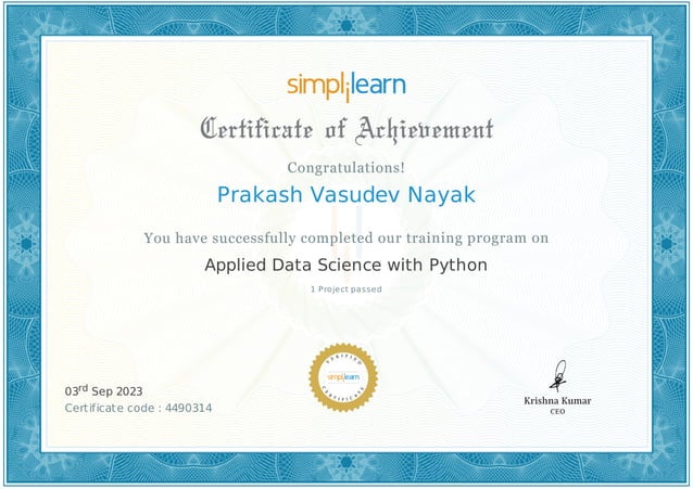 Certificate Of Completion – PG DS - Applied Data Science with Python ...