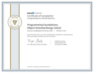 Certificate of Completion Object Oriented Design | PPT
