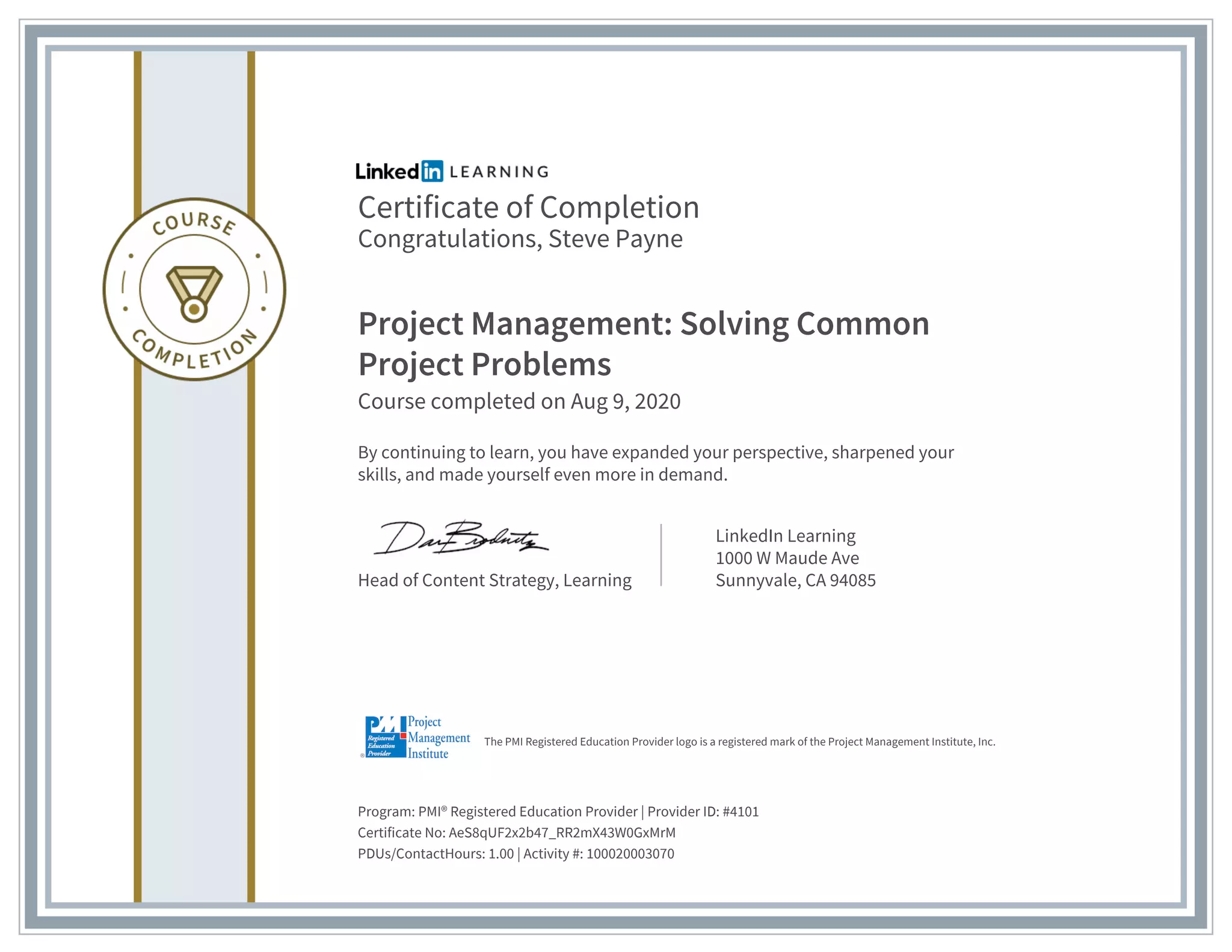 Certificate of Completion Project Management Solving Common Project Problems | PDF
