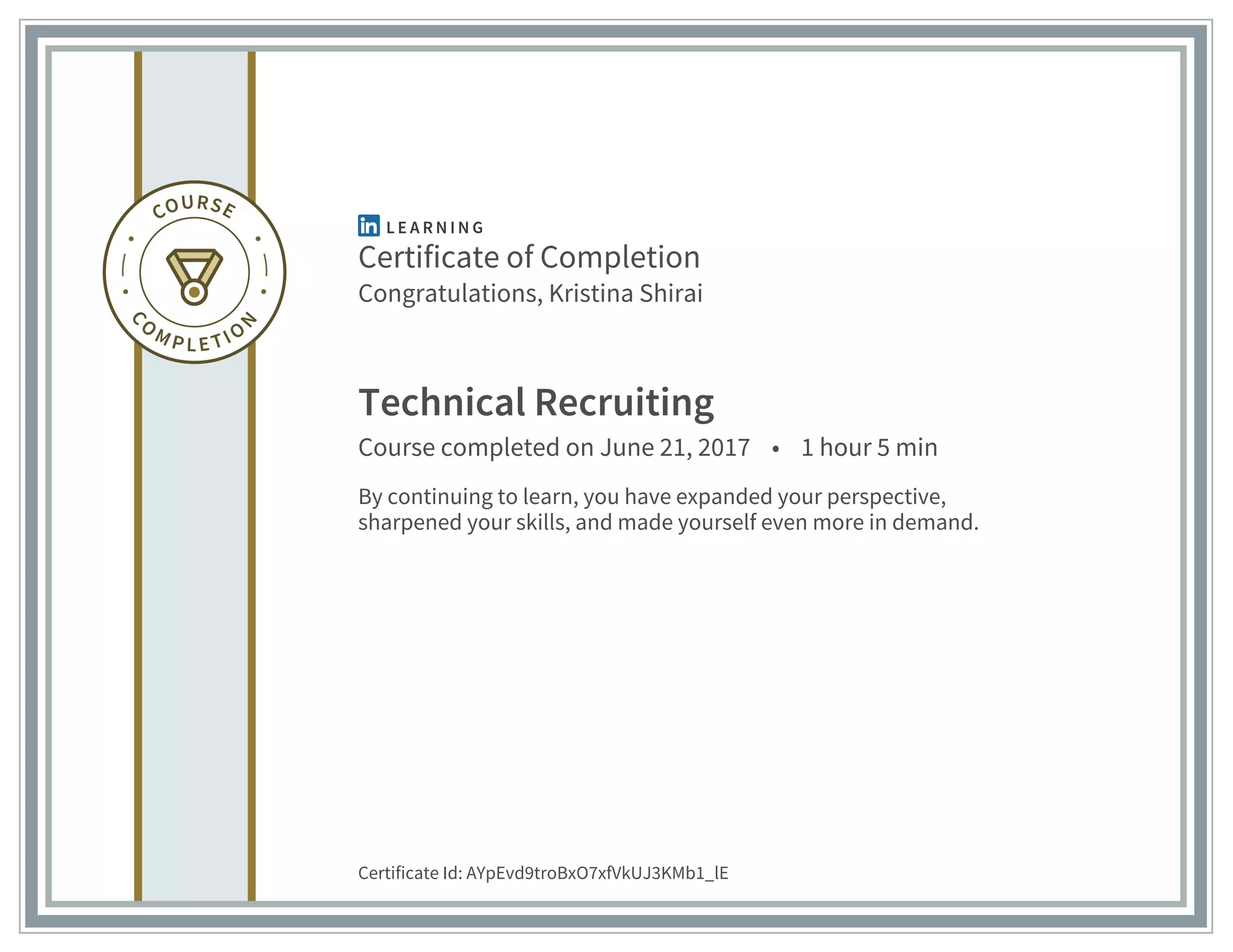 Certificate ofcompletion technicalrecruiting | PPT