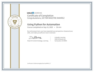 Certificate for Using Python for Automation | PPT