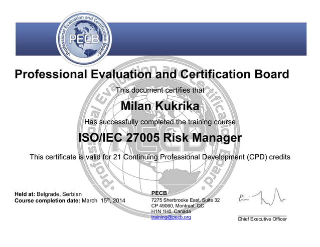 Certificate of course completion iso27005 rm_m_kukrika | PPTX