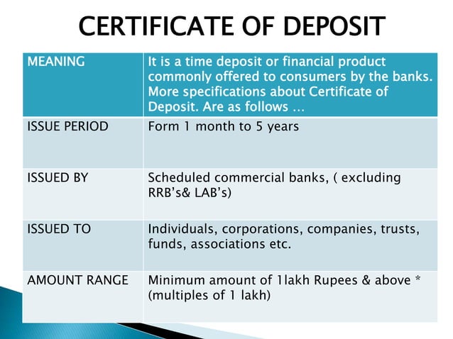 Certificate of deposite | PPTX