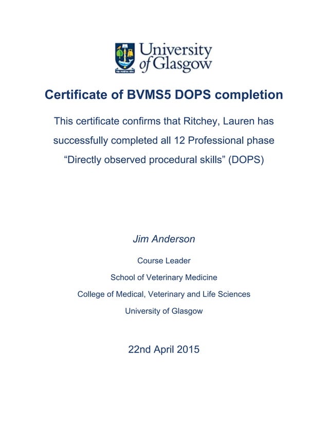Certificate of dops completion | PDF