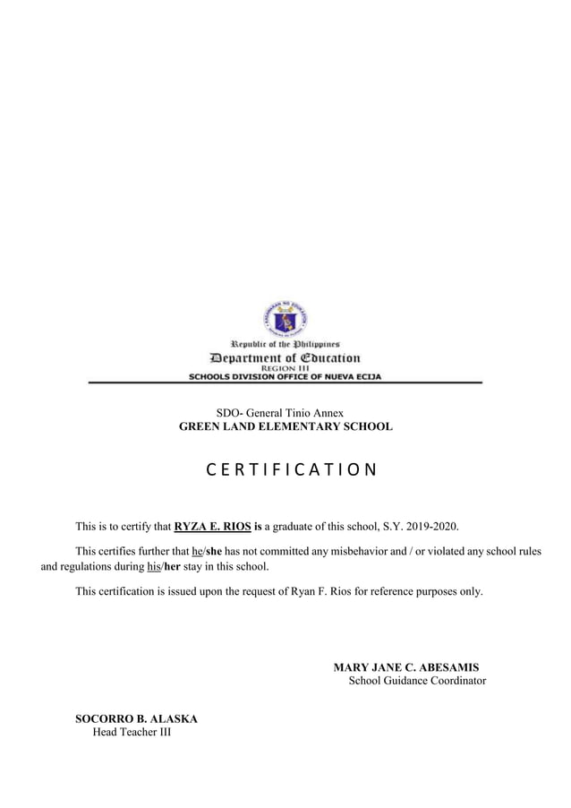 certificate of good moral.docx | Professional School | Postgraduate Education