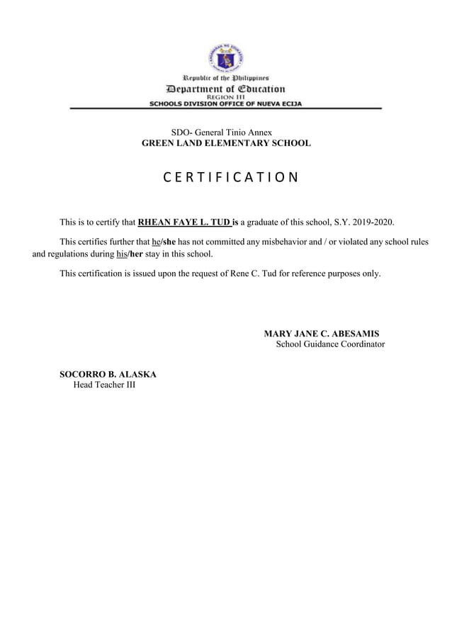 certificate of good moral.docx | Professional School | Postgraduate Education