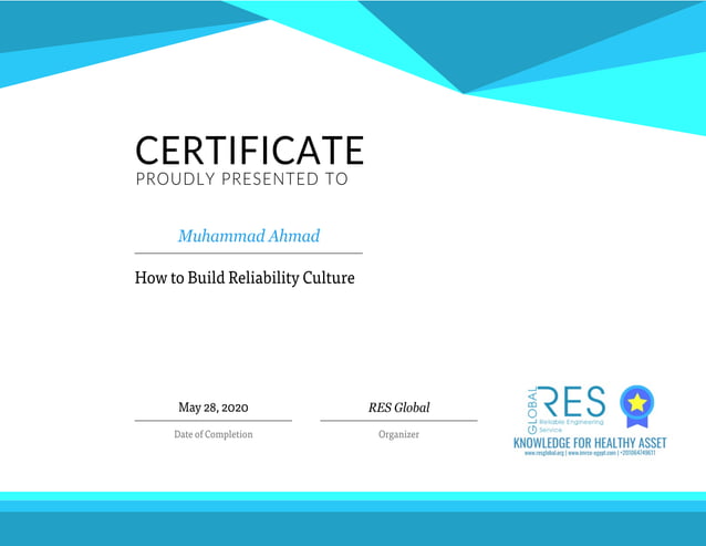 Certificate of How to Build Reliability Culture | PDF
