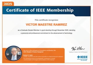 2025 Certificate of IEEE Membership - Institute of Electrical and ...