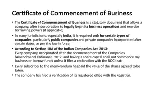 Certificate of Incorporation, Prospectus, Certificate of Commencement ...