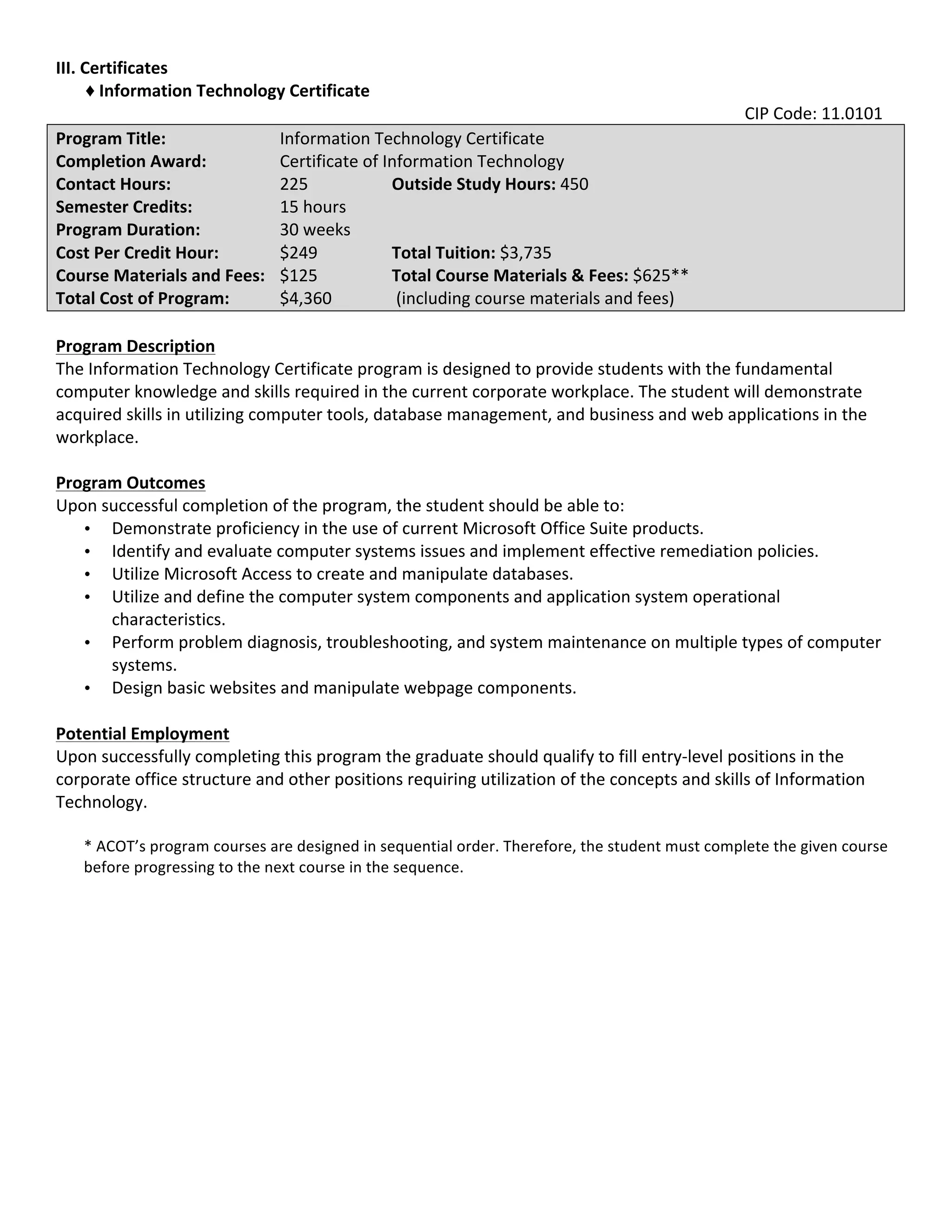 Technical Certificate of Information Technology | PDF