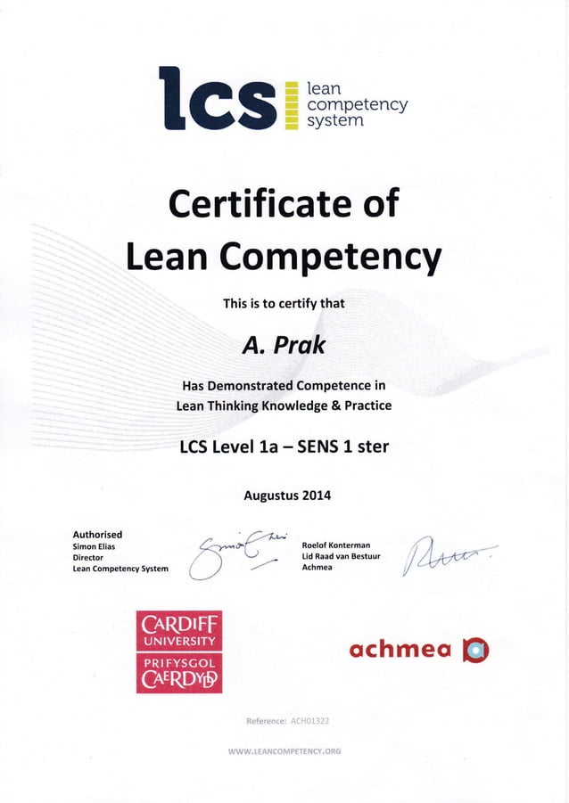 Certificate of lean competency | PDF