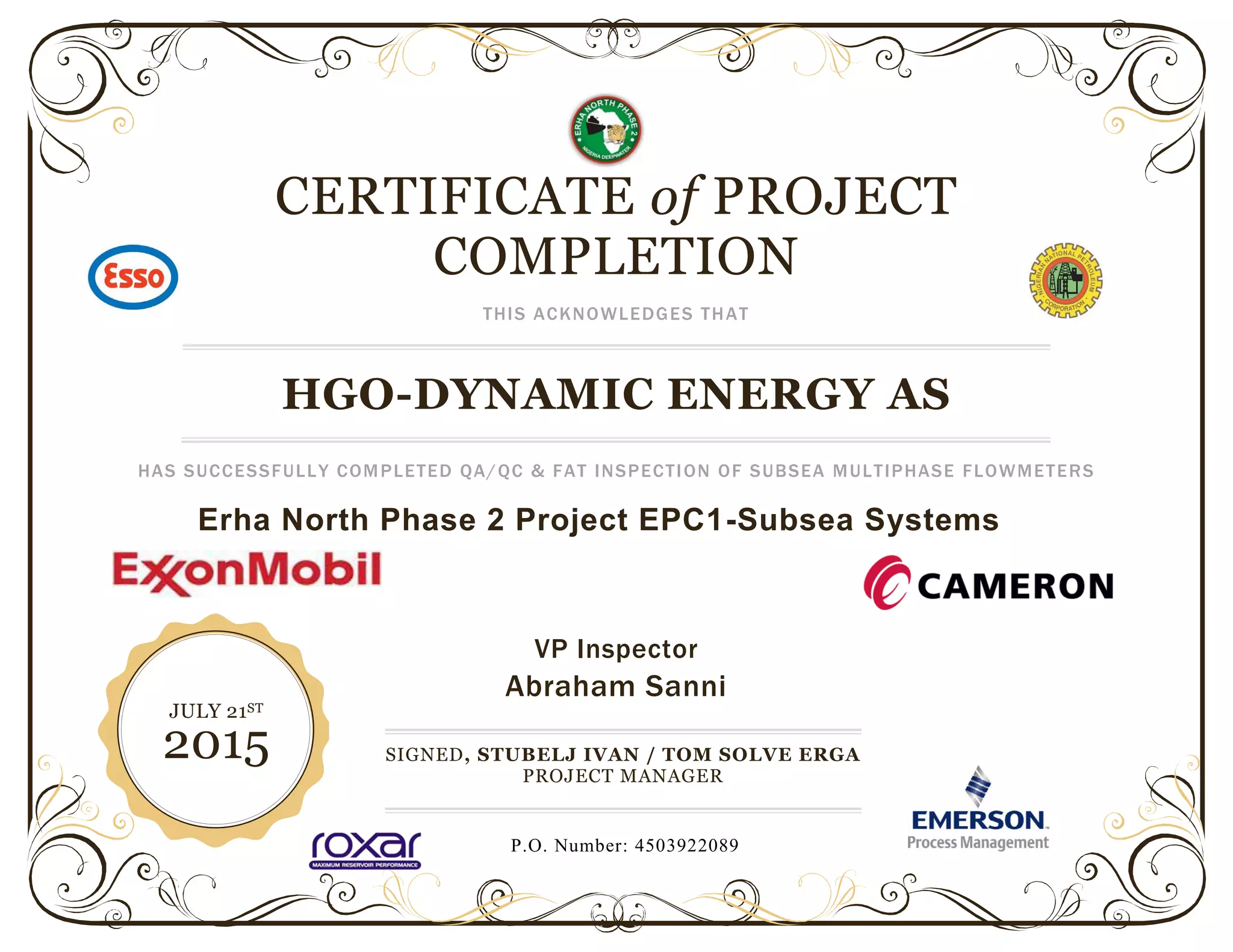 Certificate of project completion | PDF