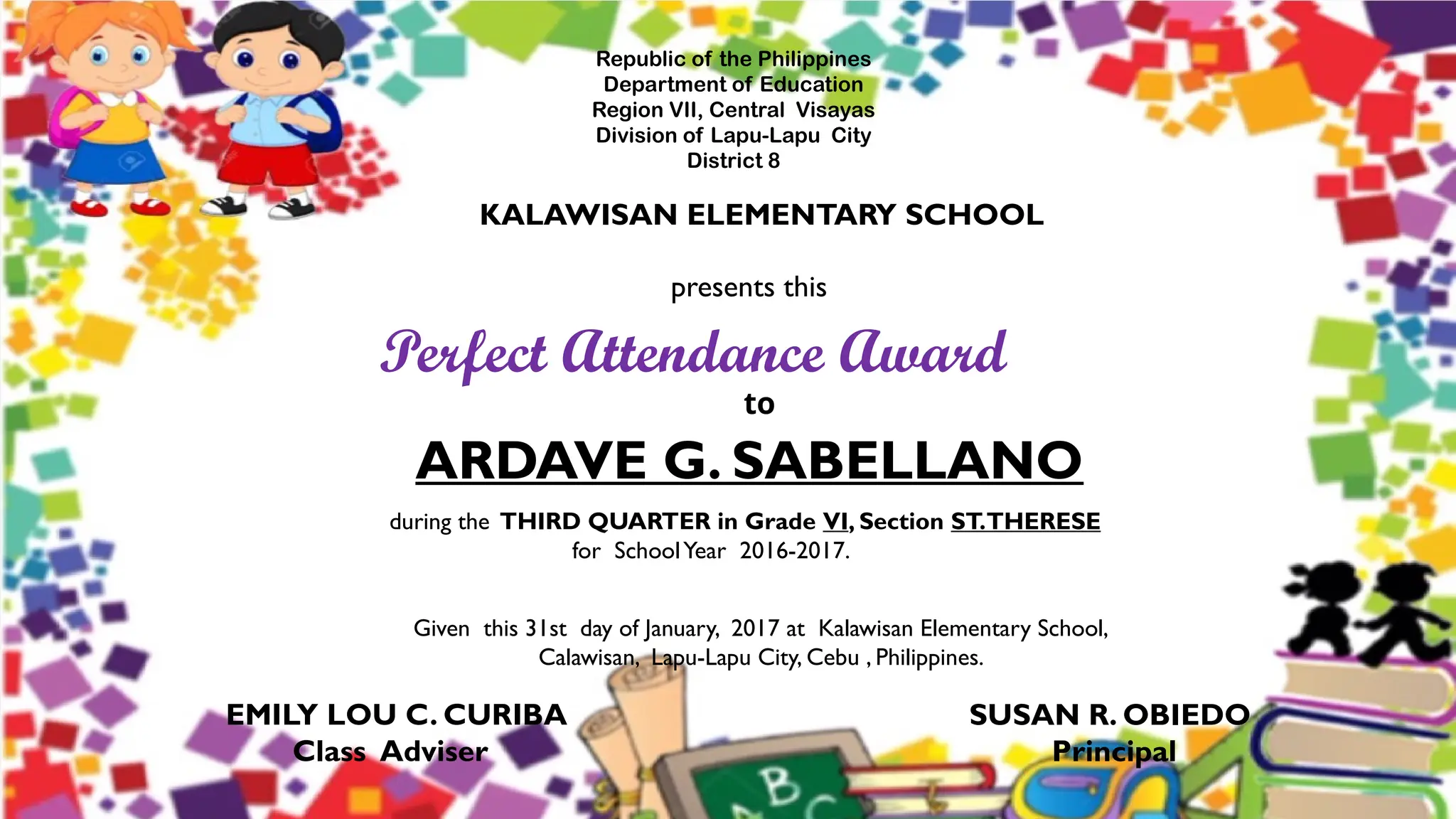 certificate of recognition Grade Five .pptx