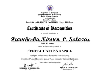 Certificate of Recognition for with honor | DOCX