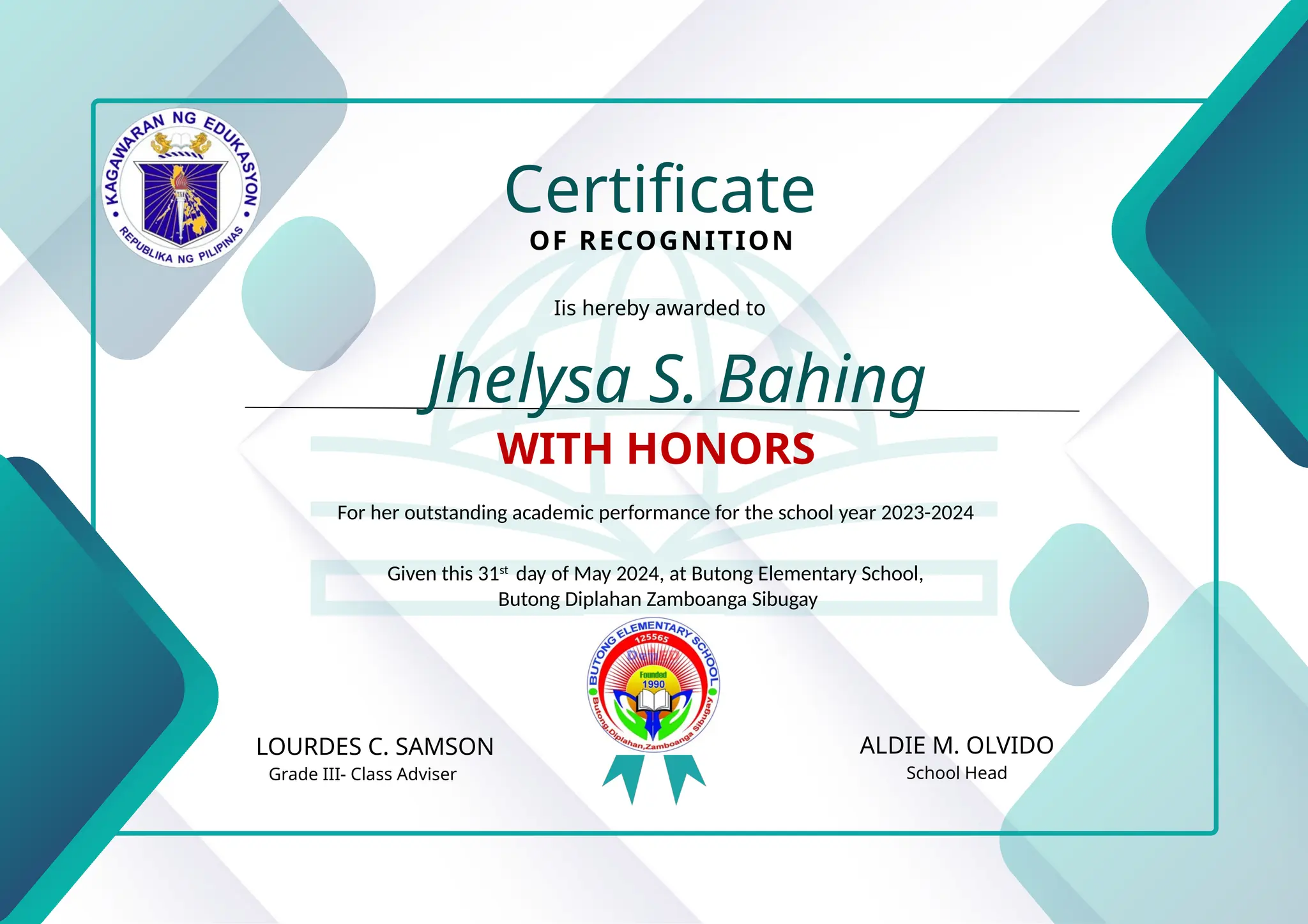 CERTIFICATE OF RECOGNITION.ppt on some private schoolx | PPTX