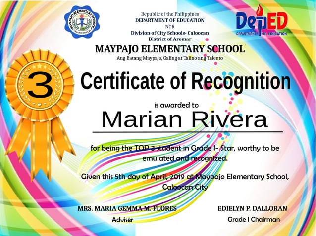 CERTIFICATE OF RECOGNITION-MES 2019.pptx