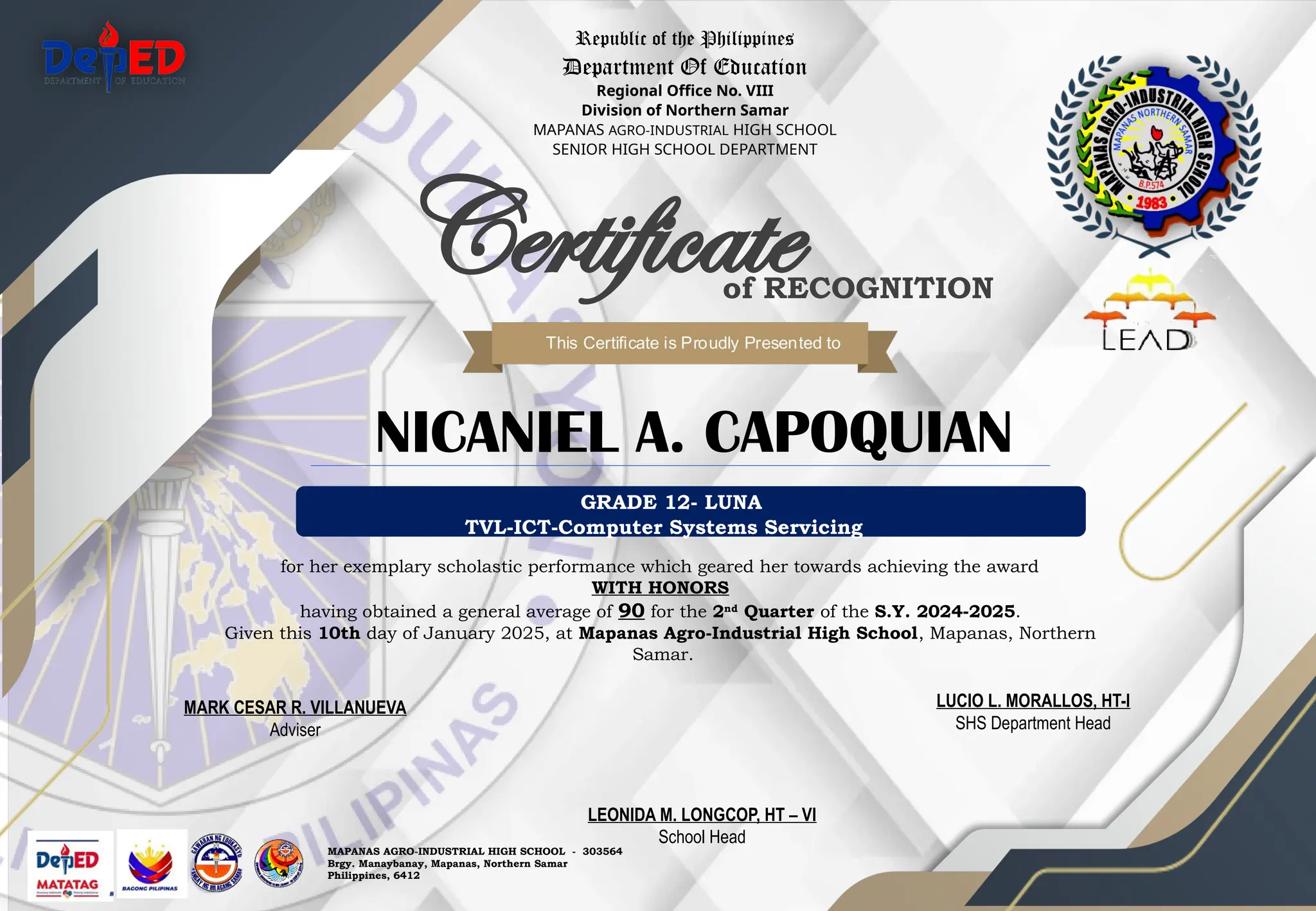 CERTIFICATE OF RECOGNITION 12-LUNA_060626.pptx