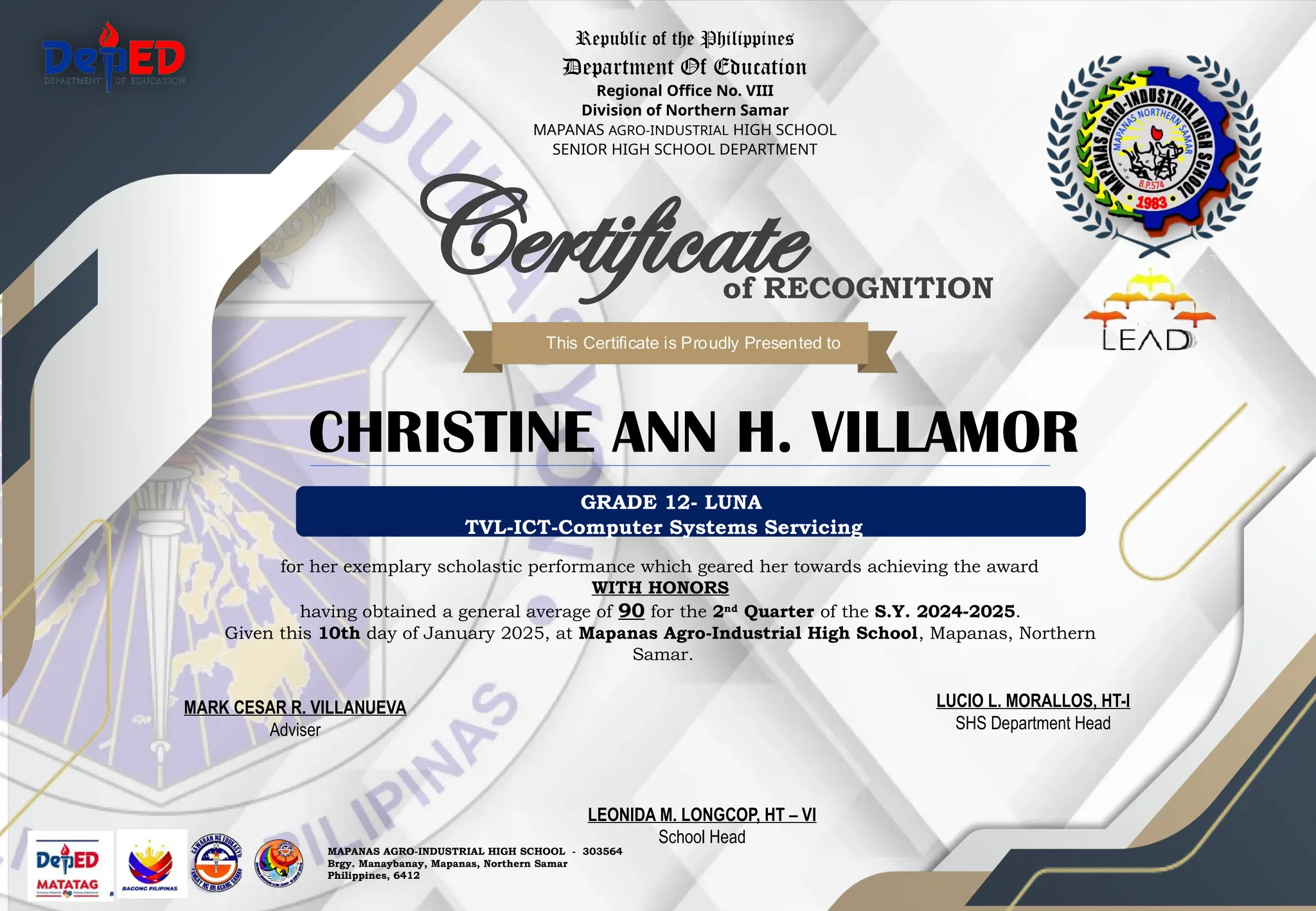 CERTIFICATE OF RECOGNITION 12-LUNA_060626.pptx