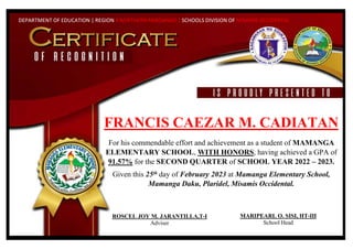CERTIFICATE OF RECOGNITION (HONORS) RED.pptx | Education industry ...