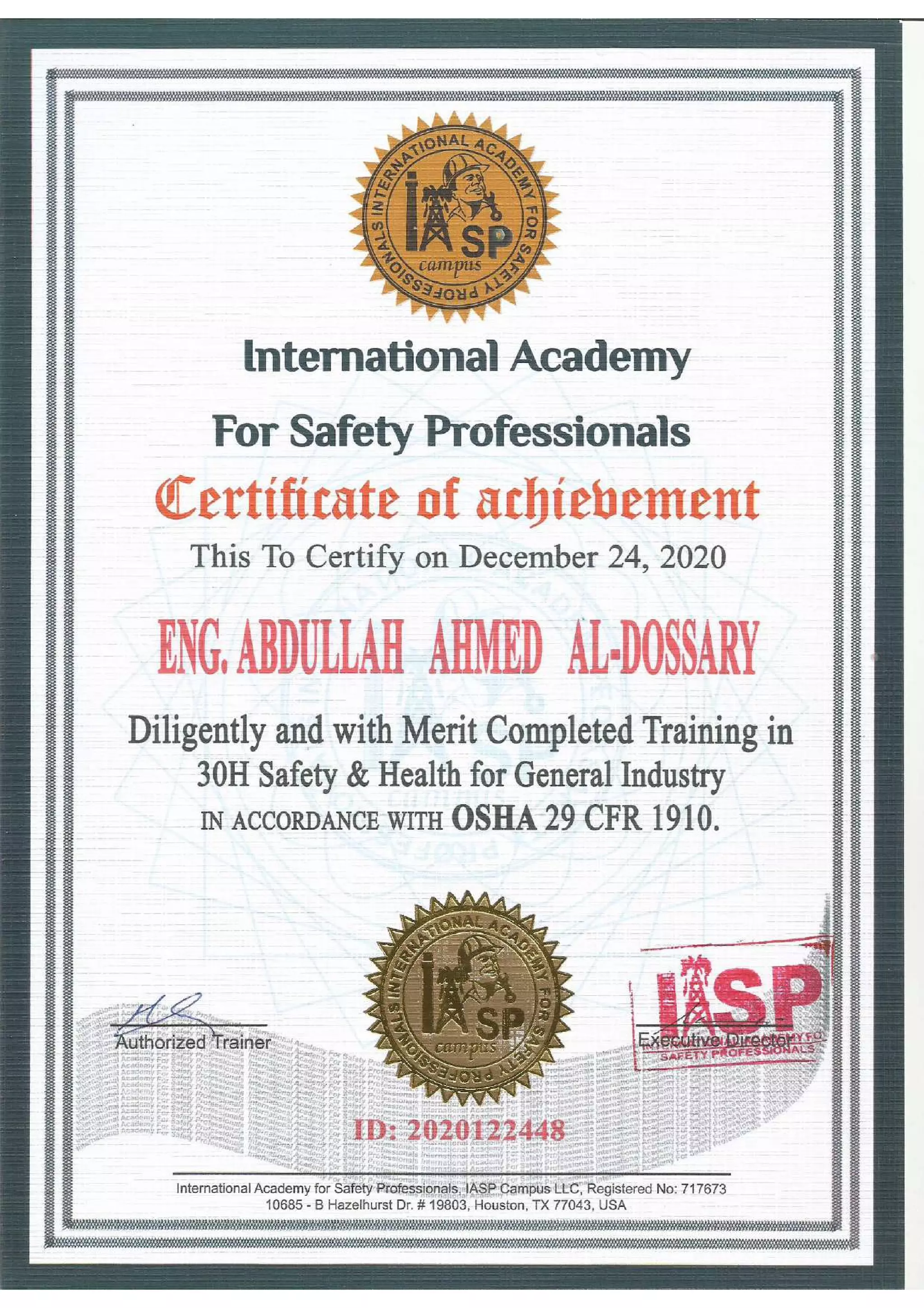 Certificate osha | PDF