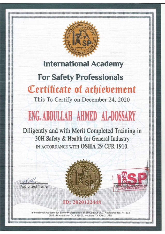 Certificate osha | PDF
