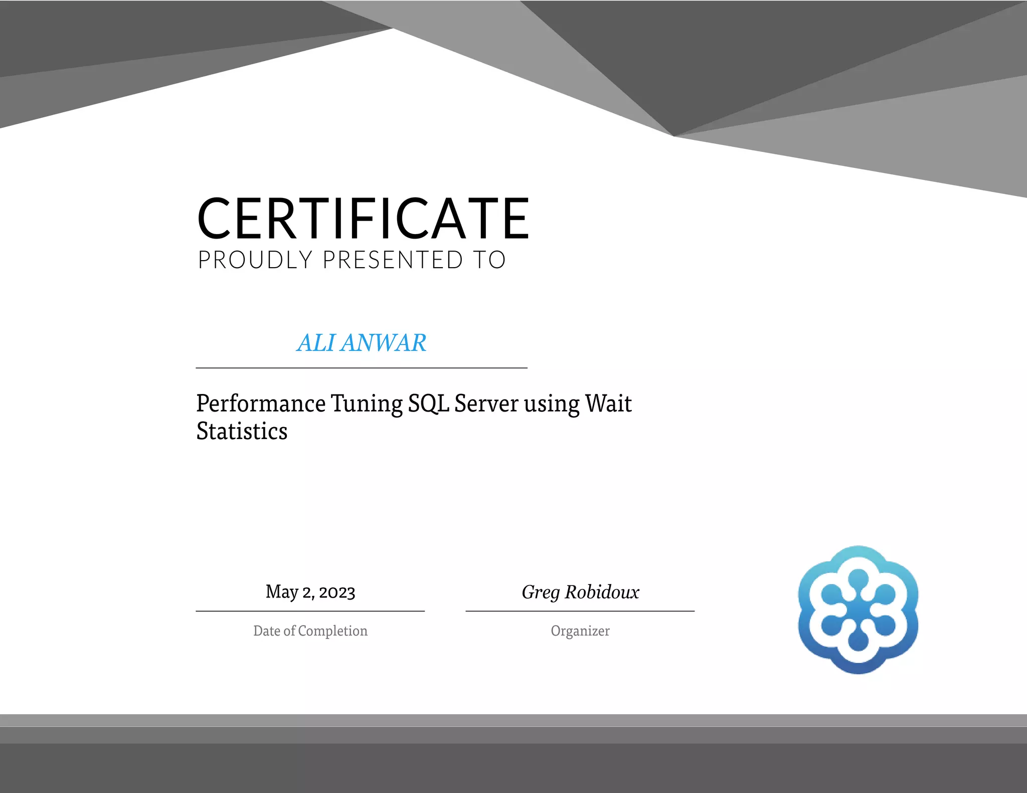 Certificate Performance Tuning SQL server - wait statistics | PPT
