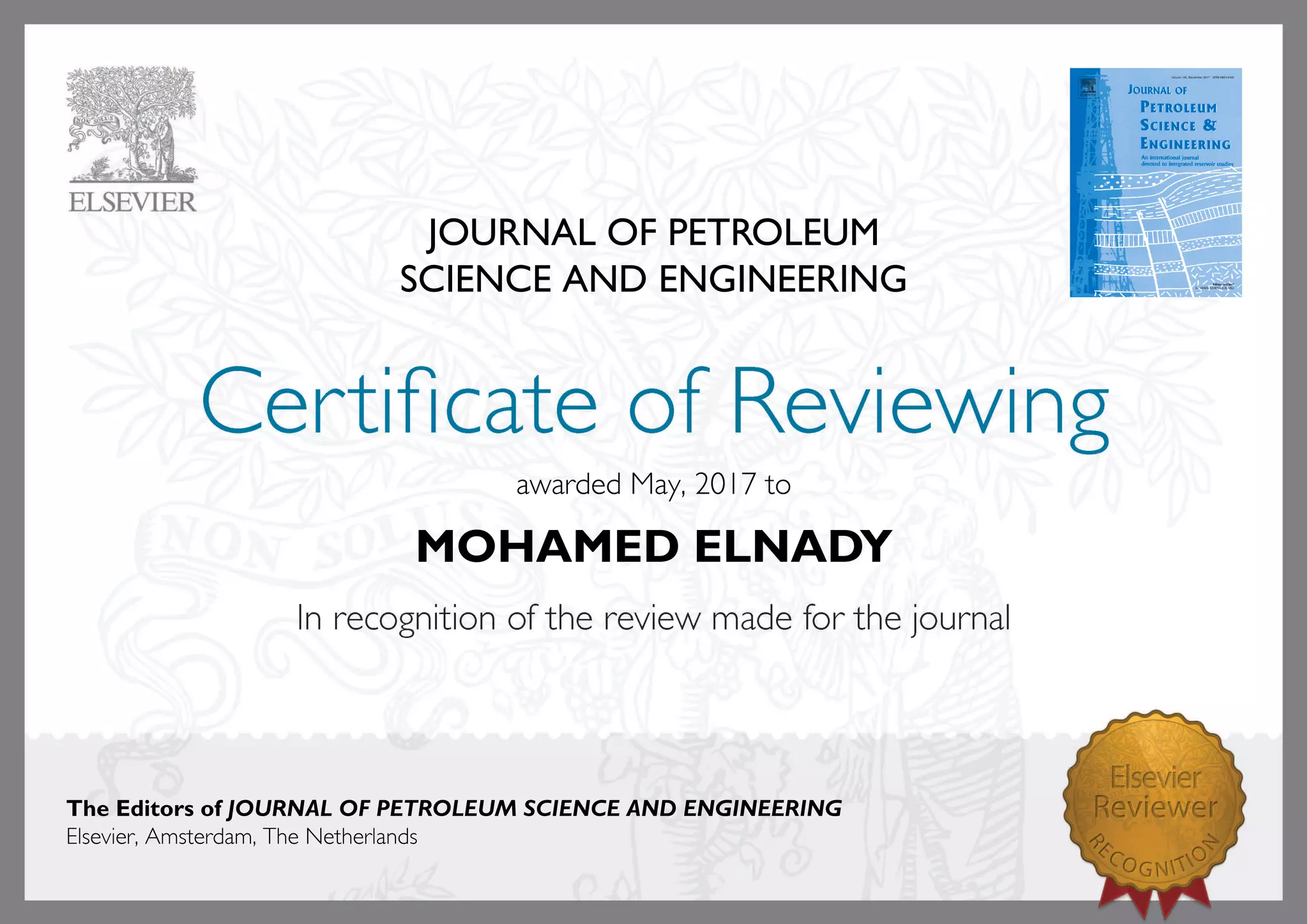 Mohamed M. El Nady Certificate petroleum science and engineering | PDF