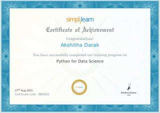 Certificate python for data science | PPT