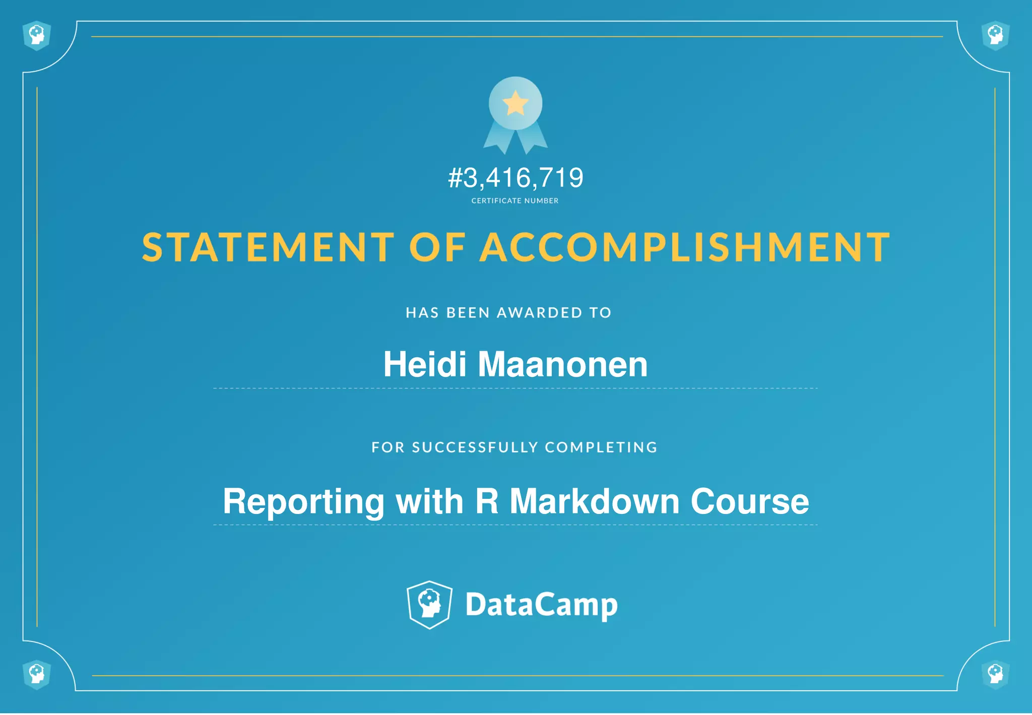 Certificate, Reporting with R Markdown course | PPT