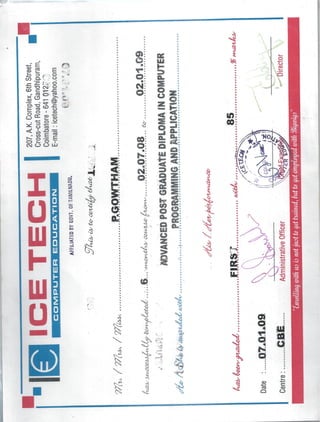 Gowtham Certificates | PDF