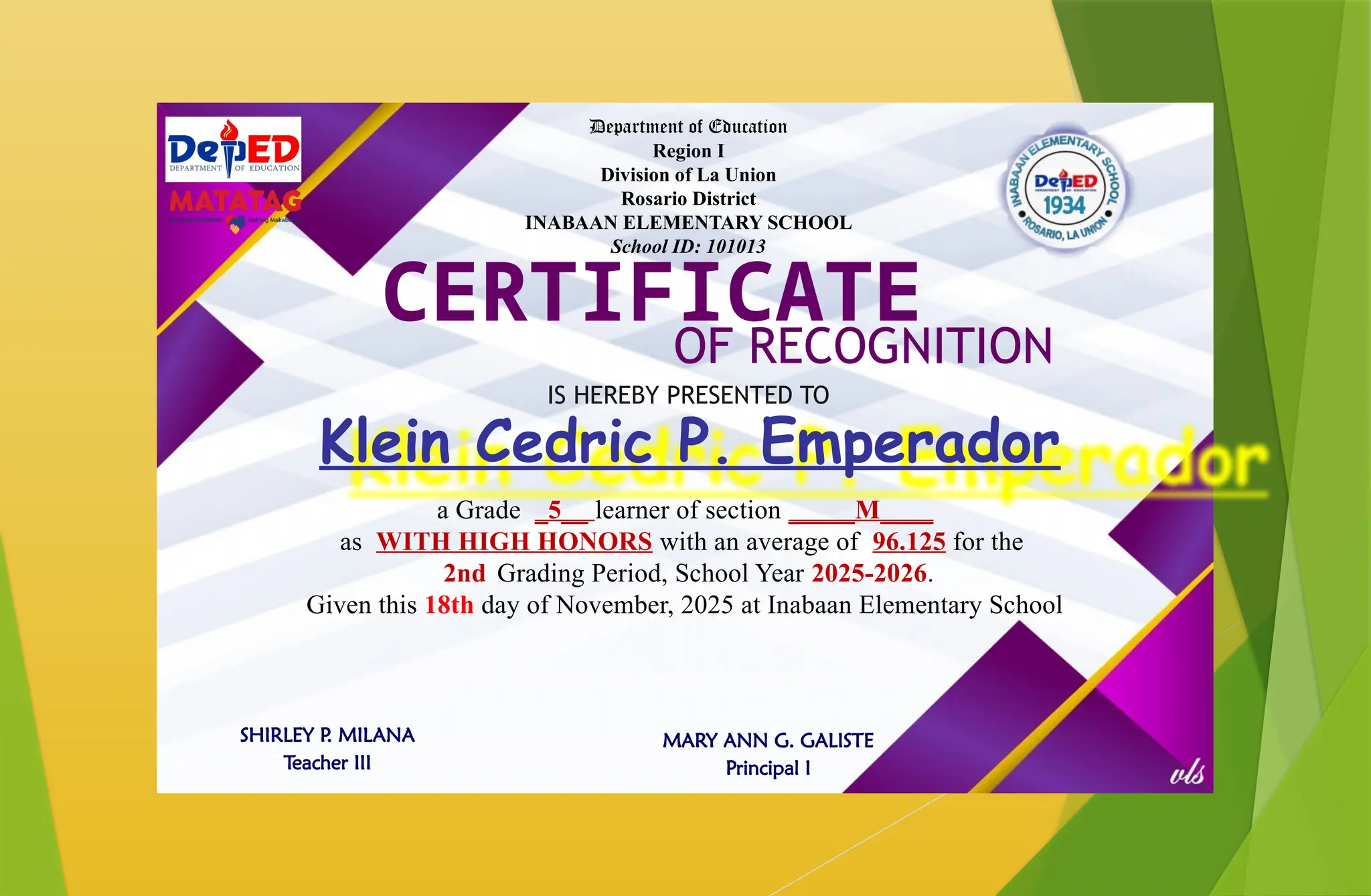 CERTIFICATES-1st Q-2025-2026 5-Milana.pptx