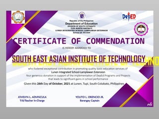 CERTIFICATES of participation and commendation | PPTX