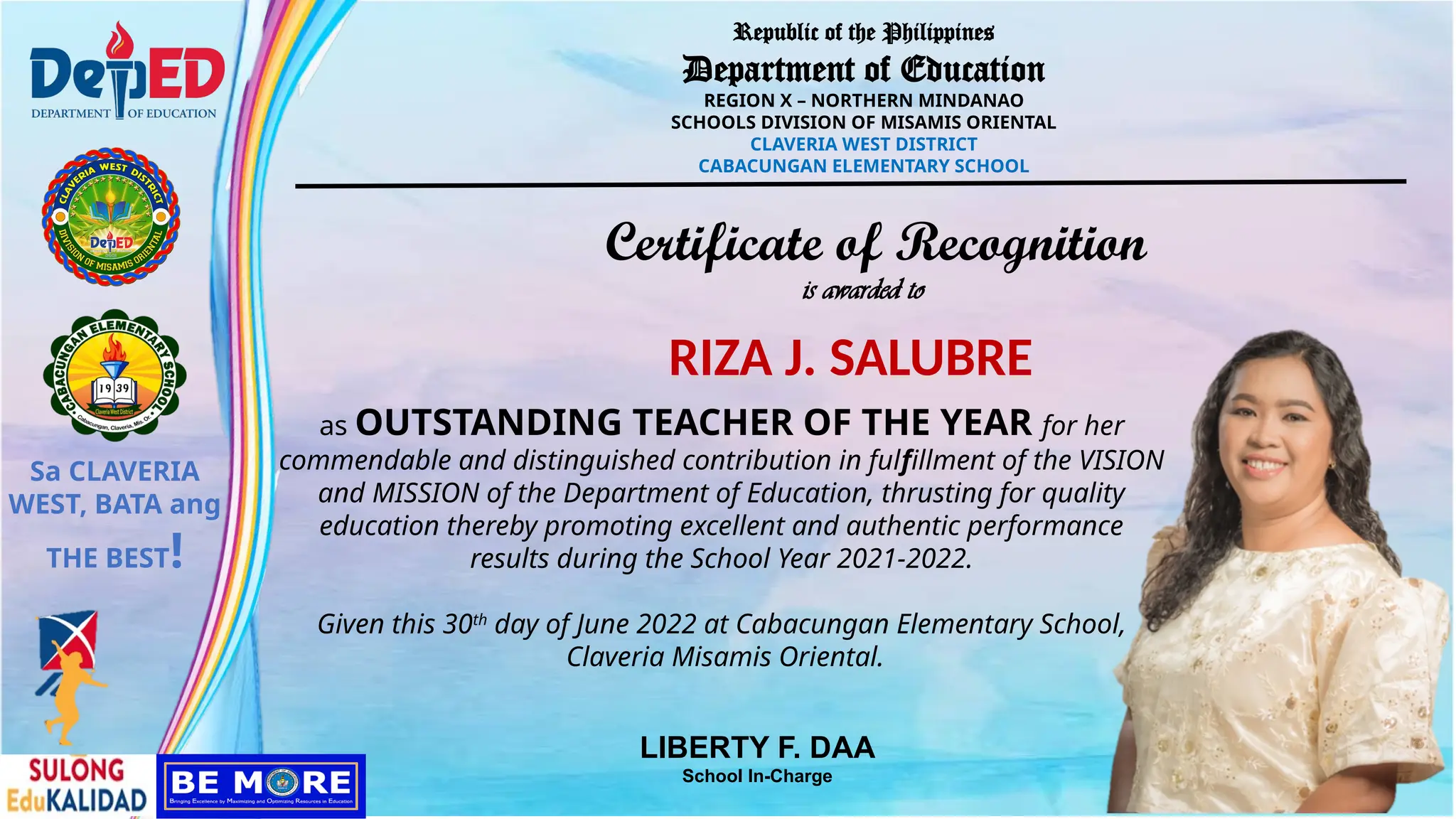certificate of recognition for the outstanding teachers | PPTX