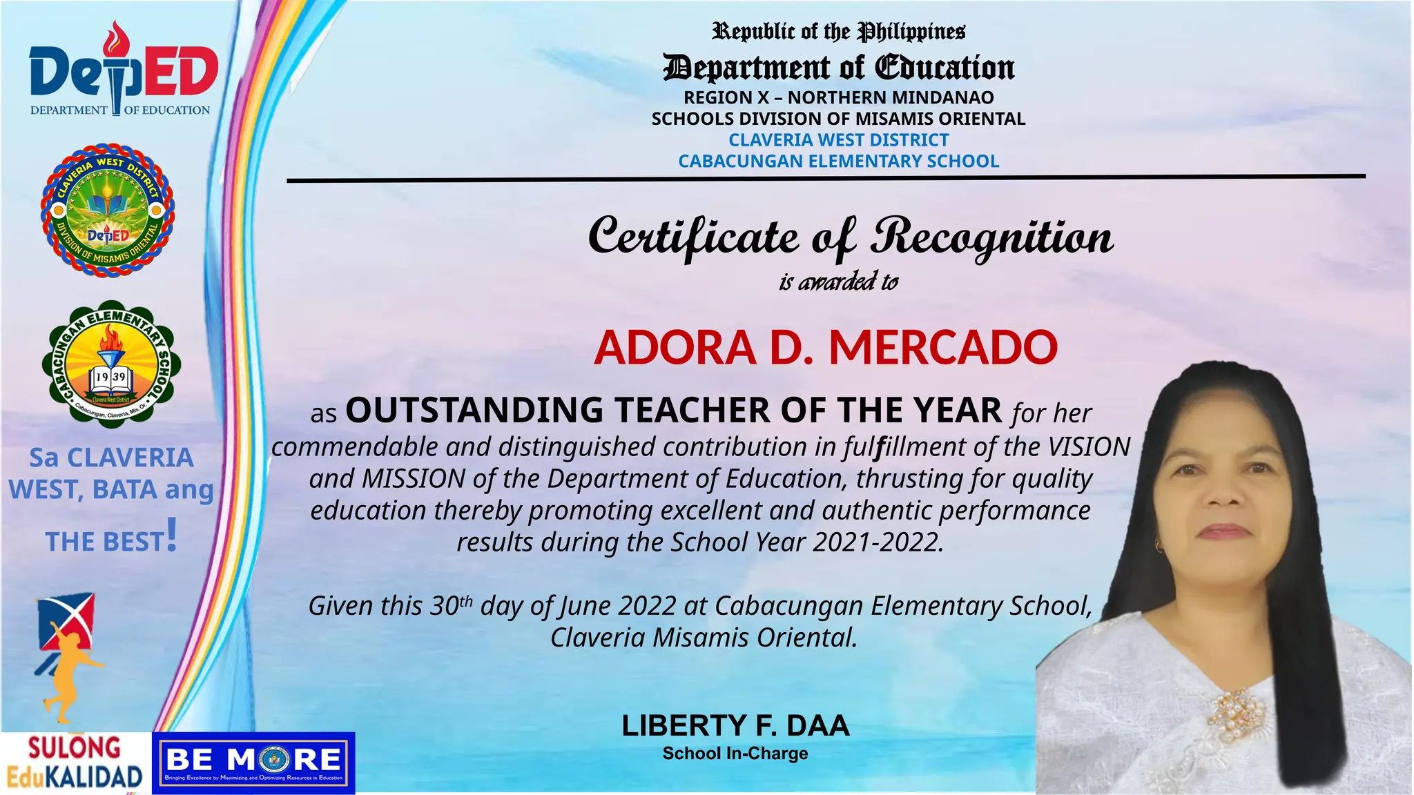 certificate of recognition for the outstanding teachers | PPTX