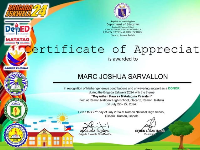 CERTIFICATES on Brigada Eskwela 2024.pptx