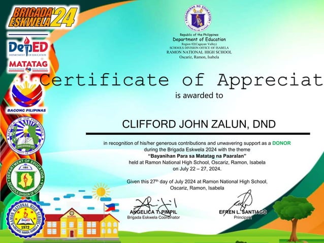 CERTIFICATES on Brigada Eskwela 2024.pptx