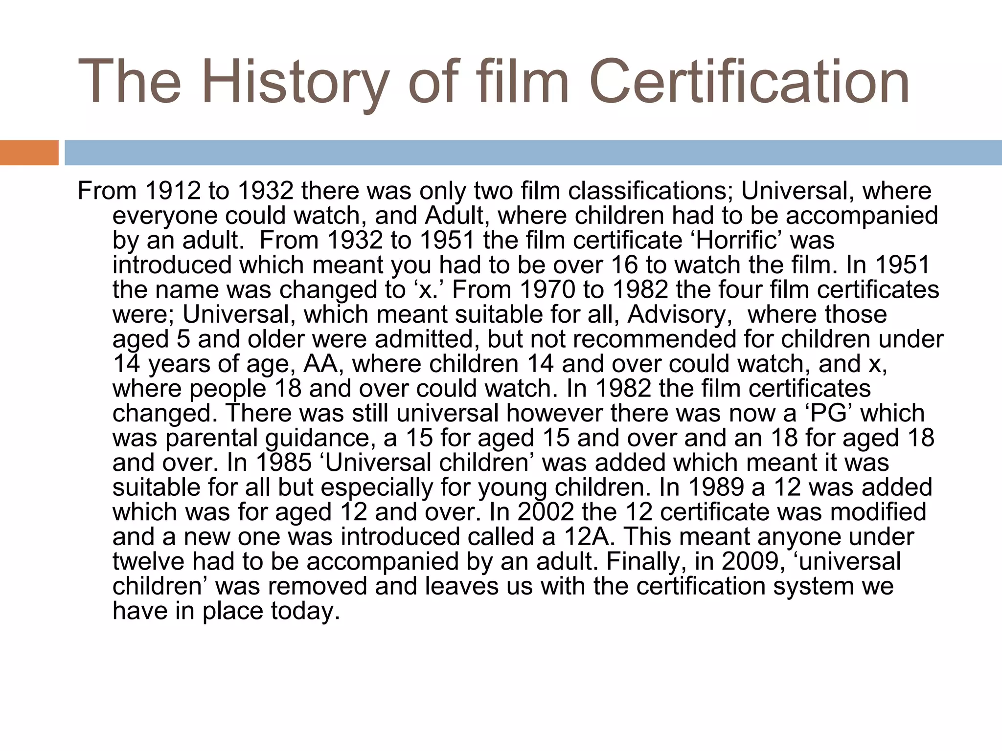 Certificates in film | PPTX