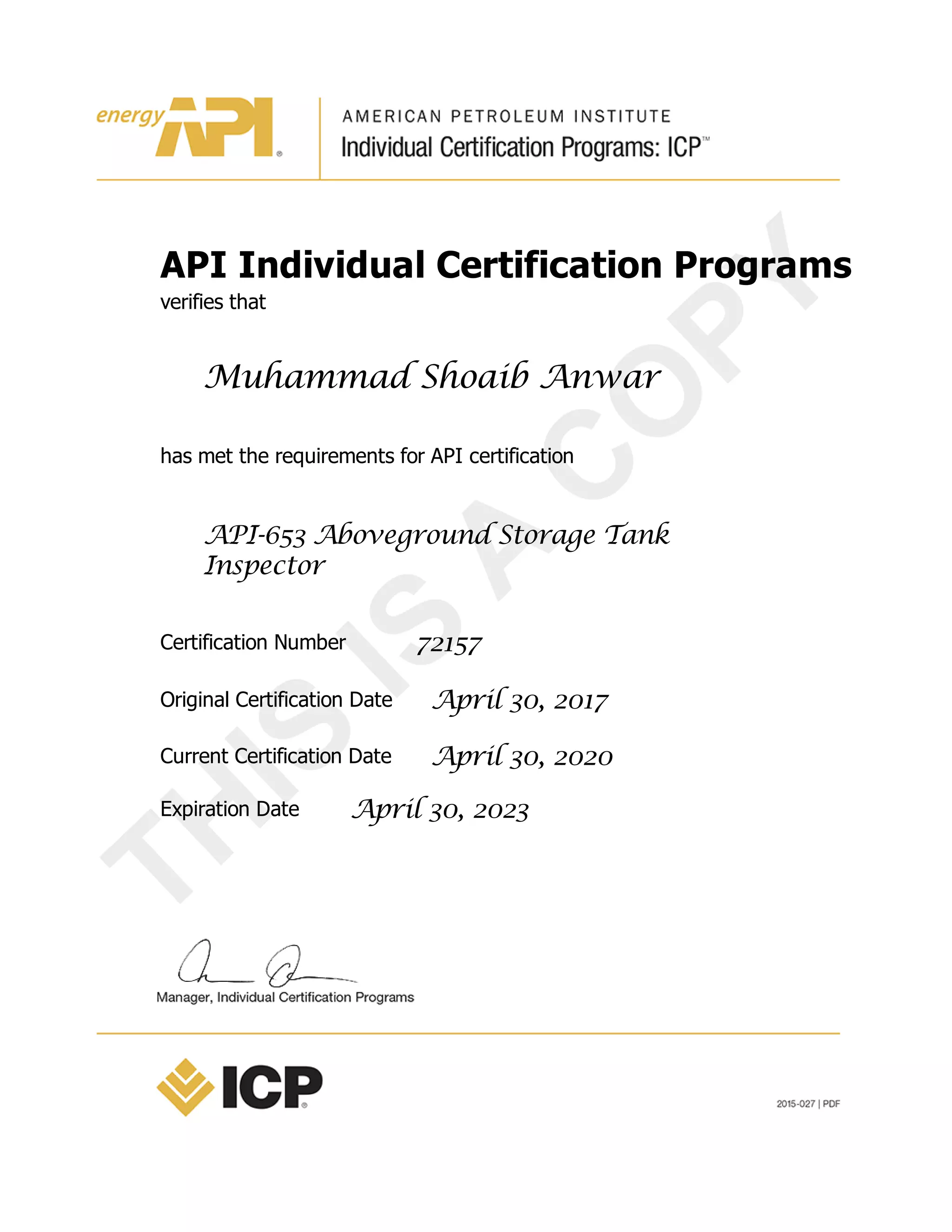 API 653 / QC / TPI Inspector | PDF