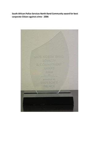 Certificates of appreciation and trophies | PDF