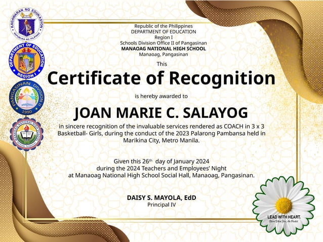 CERTIFICATES OF THE REGIONAL AND NATIONAL AWARDEES new.pptx